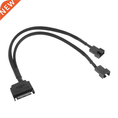 25cm/9.84in Sleeved SATA 15Pin to 2 Way Pin 4Pin Fan Power