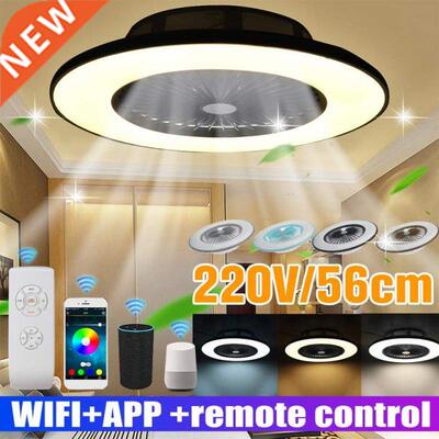 56cm WiFi LED Ceiling Fan Lamp With Light Home Bedroom APP R