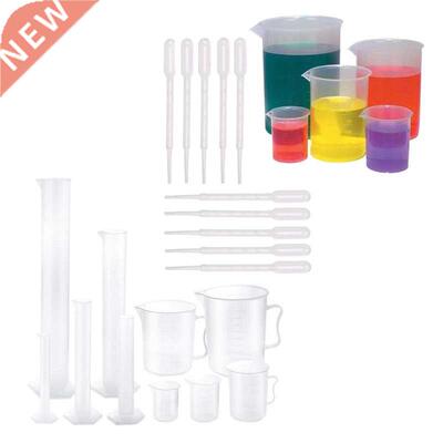 10Pcs Plastic Graduated Cylinders And Plastic Beakers Clear