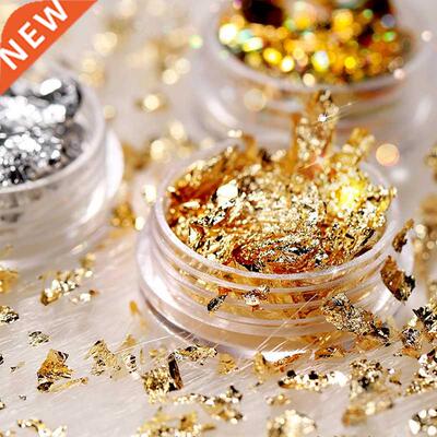 1 Box Nail Art z ota srebrna folia papierowa 3D nieregularna