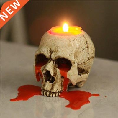 Halloween Skull Candle Holders Scary Resin Horrifying