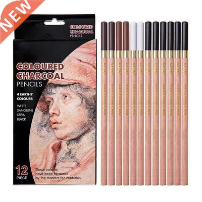 12pcs Soft Pastel Wooden Pencil Crayon Charcoal Pencils for