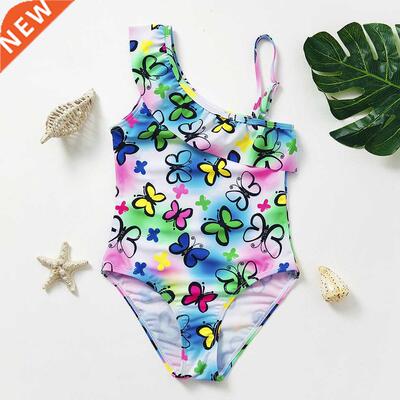 3~10Y Girls Swimwear one piece swimsuit Butterfly print Chil