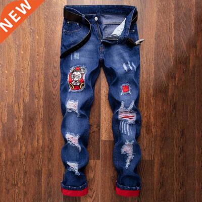 Jeans For Men Fashion Ripped Denim Trousers Biker High Quali