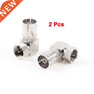 2 Pcs F Male to DVBT TV Female Right Angle RF Adapter Connec
