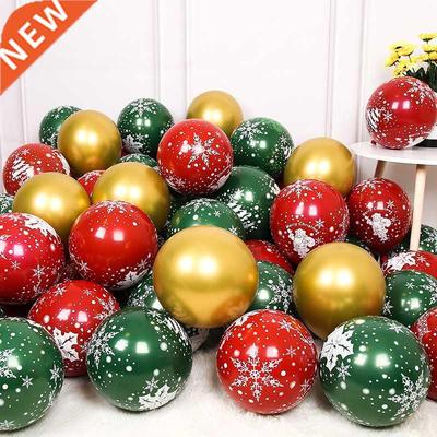 0pcs Christmas Latex Balloon Golden Green Balloons Confetti