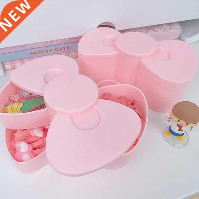 Earring Storage Box Bow-Shaped Holder Rotary Makeup Necklace