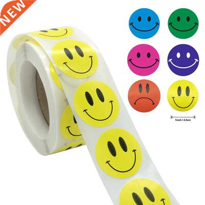 500pcs/roll Car Laptop Phone Stickers Smiling Face Portrait