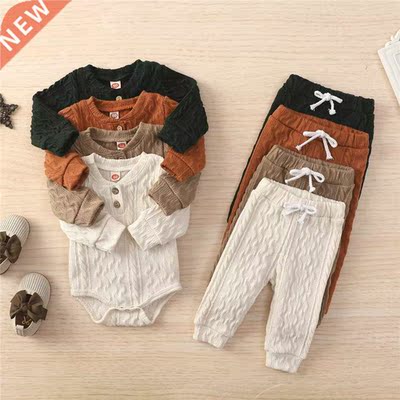 4 Colors Newborn Baby Knitted Warm 2Pcs Suit Toddler Girl Bo