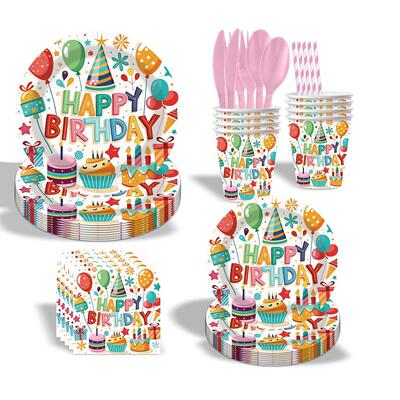 生日派对一次性纸盘纸杯 Birthday Party Supplies Paper Plates
