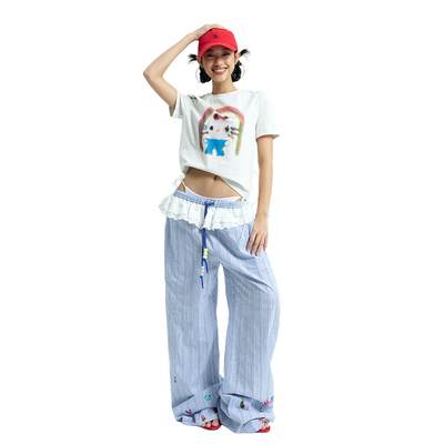 MOF少女百货kitty浅麻灰正肩T恤