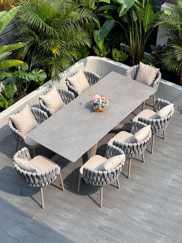 Outdoor Garden Table and Chairs Courtyard Slate Dining Table Modern ...