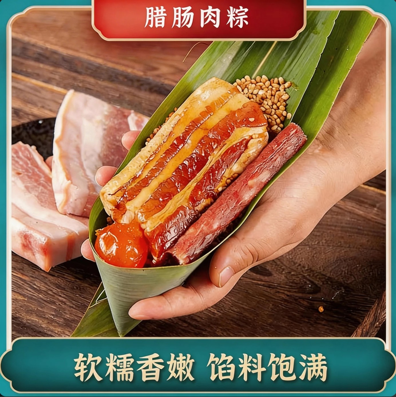 稻廷斋腊肠五花肉蛋黄粽子肉粽鲜肉大手工新鲜蛋黄粽嘉兴即食端午