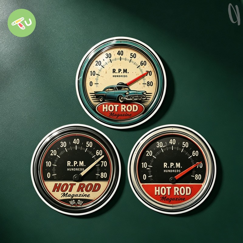 复古HOTROD转速表美式反光汽车摩托电动油箱盖玻璃窗划痕遮挡贴纸