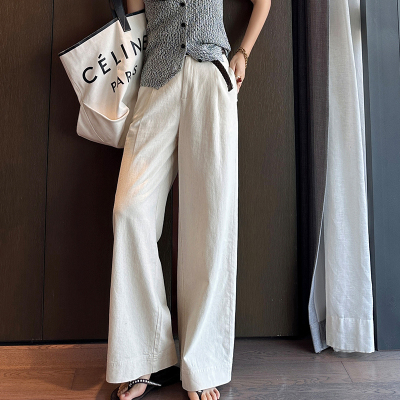 自然腰通勤其他莱赛尔亚麻长裤