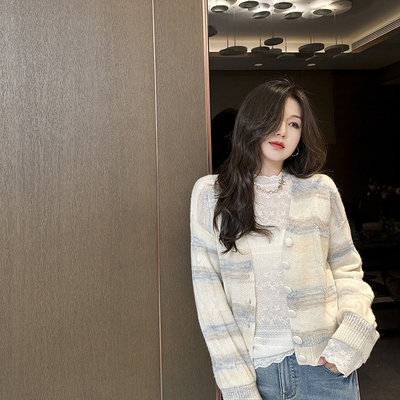 其他单排扣V领麻花羊绒针织开衫