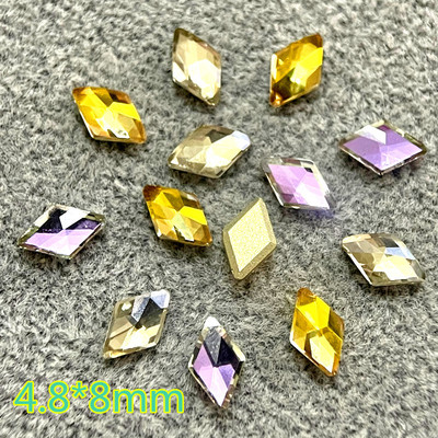 5*8mm平底菱形钻倒边K9玻璃钻高档水晶美甲钻DIY贴钻美甲饰品材料