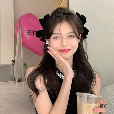 2023年新款丝绒黑色蝴蝶结发夹女夏季百搭气质小抓夹顶夹边夹发卡
