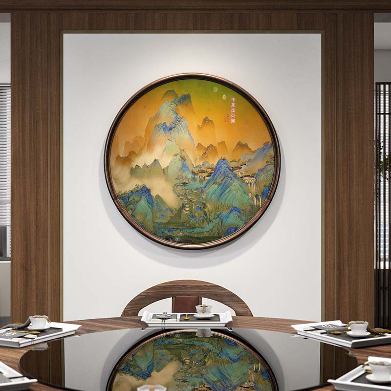 铜雕玄关装饰画圆形葫芦正对门入户画挂画新中式新款高级铜画轻奢