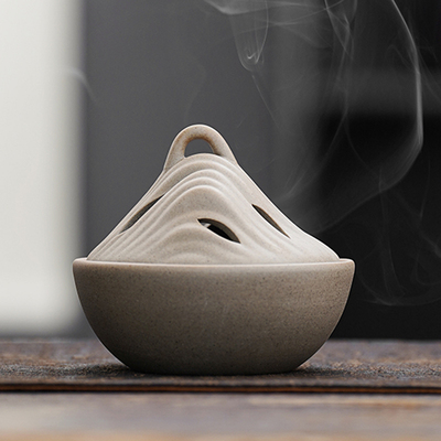 速发小山峦盘香炉家用室内香道茶禅意粗古沉件复陶檀香摆香陶瓷香