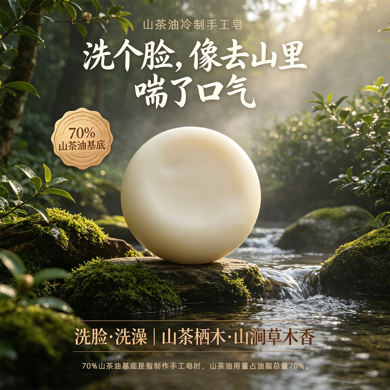 【山茶栖林】洁面沐浴手工皂冷制精油香皂男女草木香山茶油清洁皂