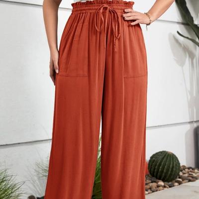 wide-leg pants stylish womens lace-up harem with pockets