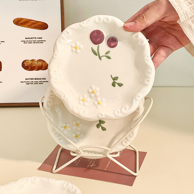 可爱吐骨头盘碟家用陶瓷小吃碟餐桌精致垃圾盘吐骨头小碟子残渣盘