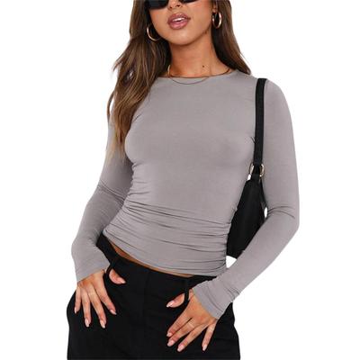 autumn long slim shirts tops tunic stretch streetwear color
