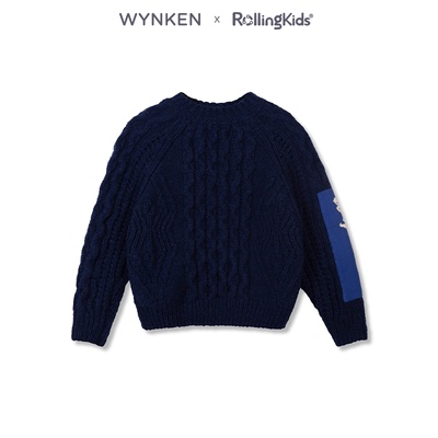 WYNKEN 复古针织毛衣男童藏青色套头针织衫长袖丨RollingKids