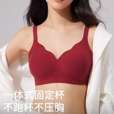 SXJ罗纹磨毛提拉内衣环保固定杯软支撑聚拢无痕无钢圈文胸