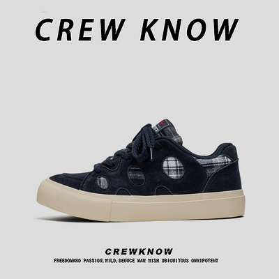 【法国CREW KNOW专柜】青年休闲板鞋运动休闲系带透气春秋合成革