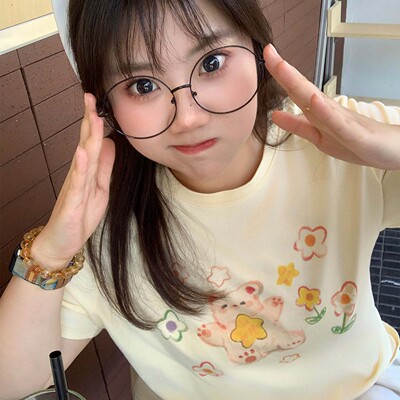 YUZI鱼子可爱印花T恤大码女