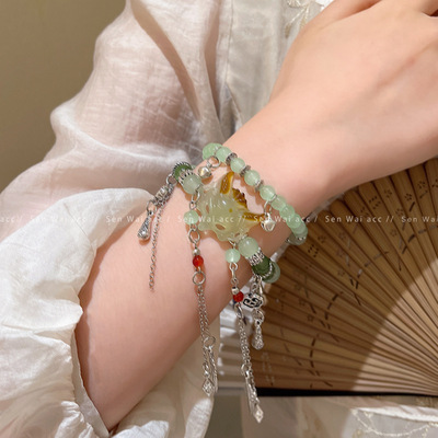 新中式灵狐面具手链女时尚精致小众高级感双圈手串小众设计手饰品