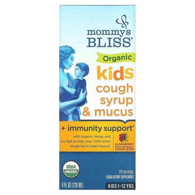 Mommy's Bliss儿童有机糖浆+免疫帮助维生素c和接骨木缓解舒适喉