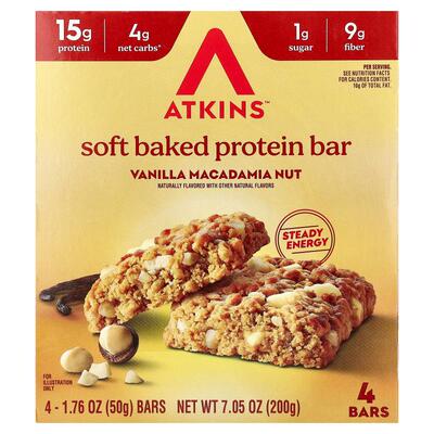 阿特金斯,Soft Baked Protein Bar, Vanilla Macadamia Nut