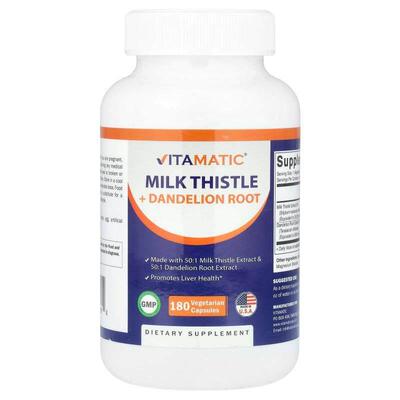 Vitamatic,水飞蓟 + 蒲公英根，180 粒素食胶囊