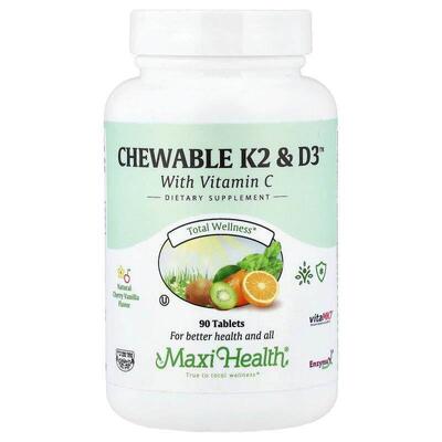 Maxi Health,Chewable K2 &amp;amp; D3™, Natural Cherry Va