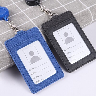 1pc Leather Id Holders Case PU Business Badge Card Holder wi