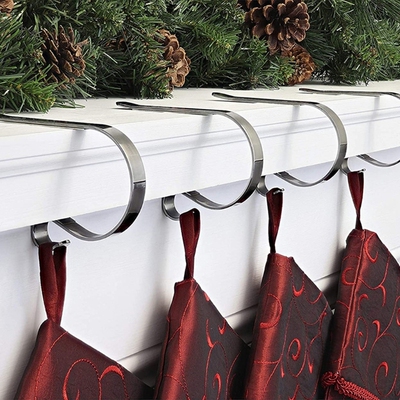 4Pcs Christmas Stocking Holders for Mantle Clip Fireplace Ho