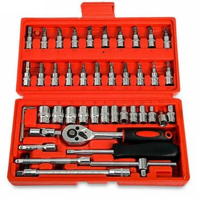 46pcs 1/4-Inch Wrench Socket Set Hardware Spanner Screwdrive