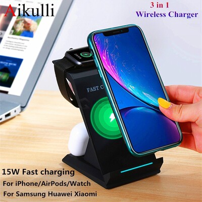 15W Wireless Charger 3 in 1  Charging Stand for iPhone 1