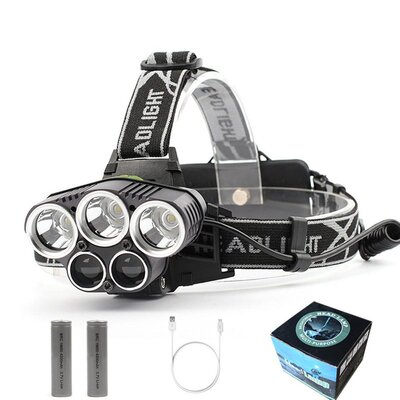 New High Quality Usb Charging Aluminum Headlights 5 Led Head