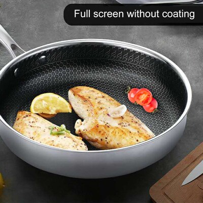 Non-stick Pan Honeycomb 304 Stainless Steel Frying Pan Witho