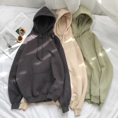 Hoodies Women Warm 2021Spring Fleece Oversized Pocket Hooded