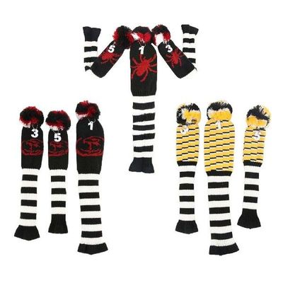 3pcs Golf Knitting Club Head Covers Headcover for Driver