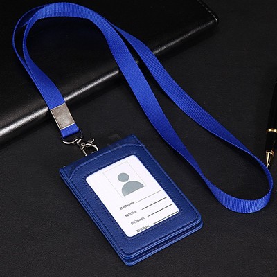 1pc Home Office Storage Card Holder Neck Strap with Lanyard
