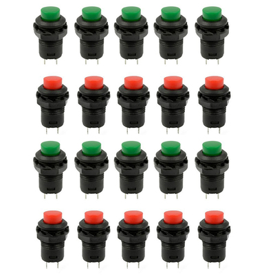 20 Pcs 1.2inch Thread Green & Red Cap SPST Latching Type