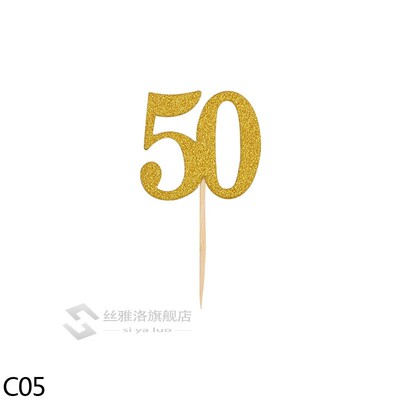 10/20pcs Golden Digital Cake Topper 18 21 30 40 50 60 Years
