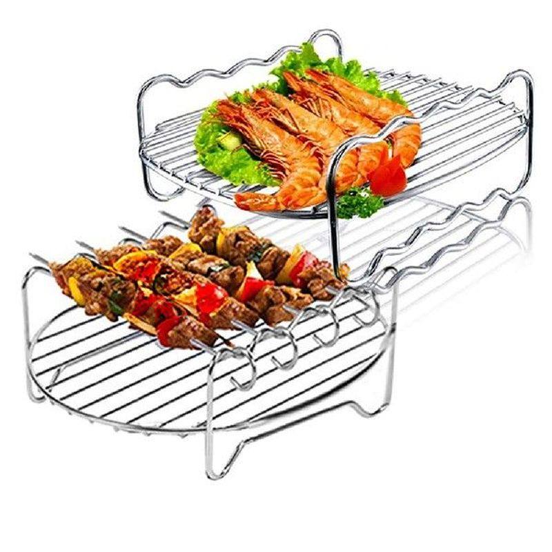 1Pcs Double-layers Cooking Rack Stainless Steel Barbecue_虎窝淘