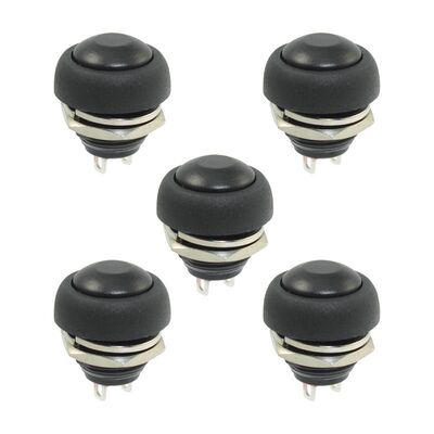 Black 5X Pcs M4 12mm Momentary ON/OFF Button Round SPST Swit